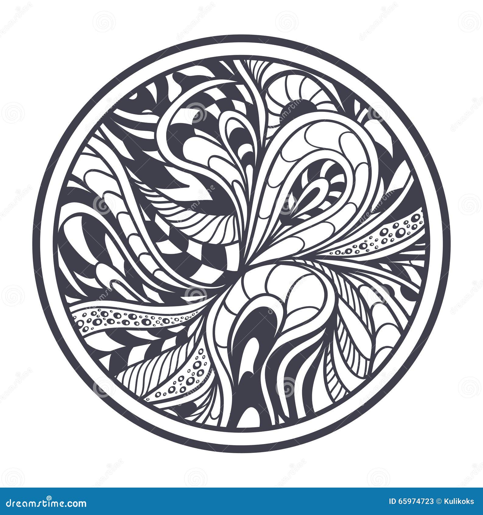 Abstract Background in Zen-tangle Zen-doodle Style Black on White in ...