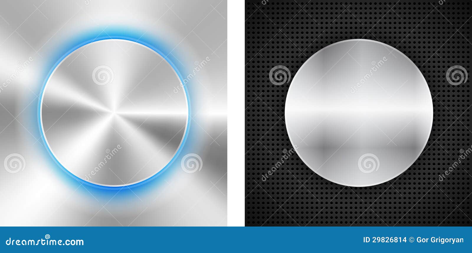 2 Abstract Backgrounds with Circle Metallic Inset Stock Vector ...