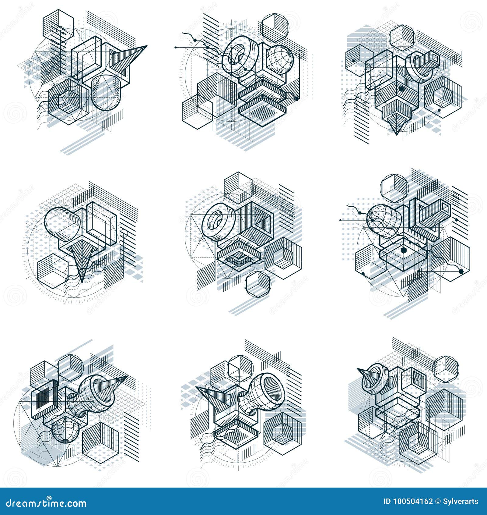 Abstract Backgrounds with Isometric Lines, Vector Illustrations. Stock ...
