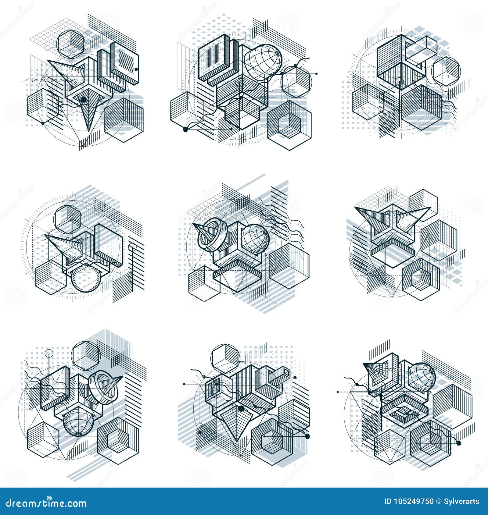 Abstract Backgrounds with Isometric Lines, Vector Illustrations. Stock ...