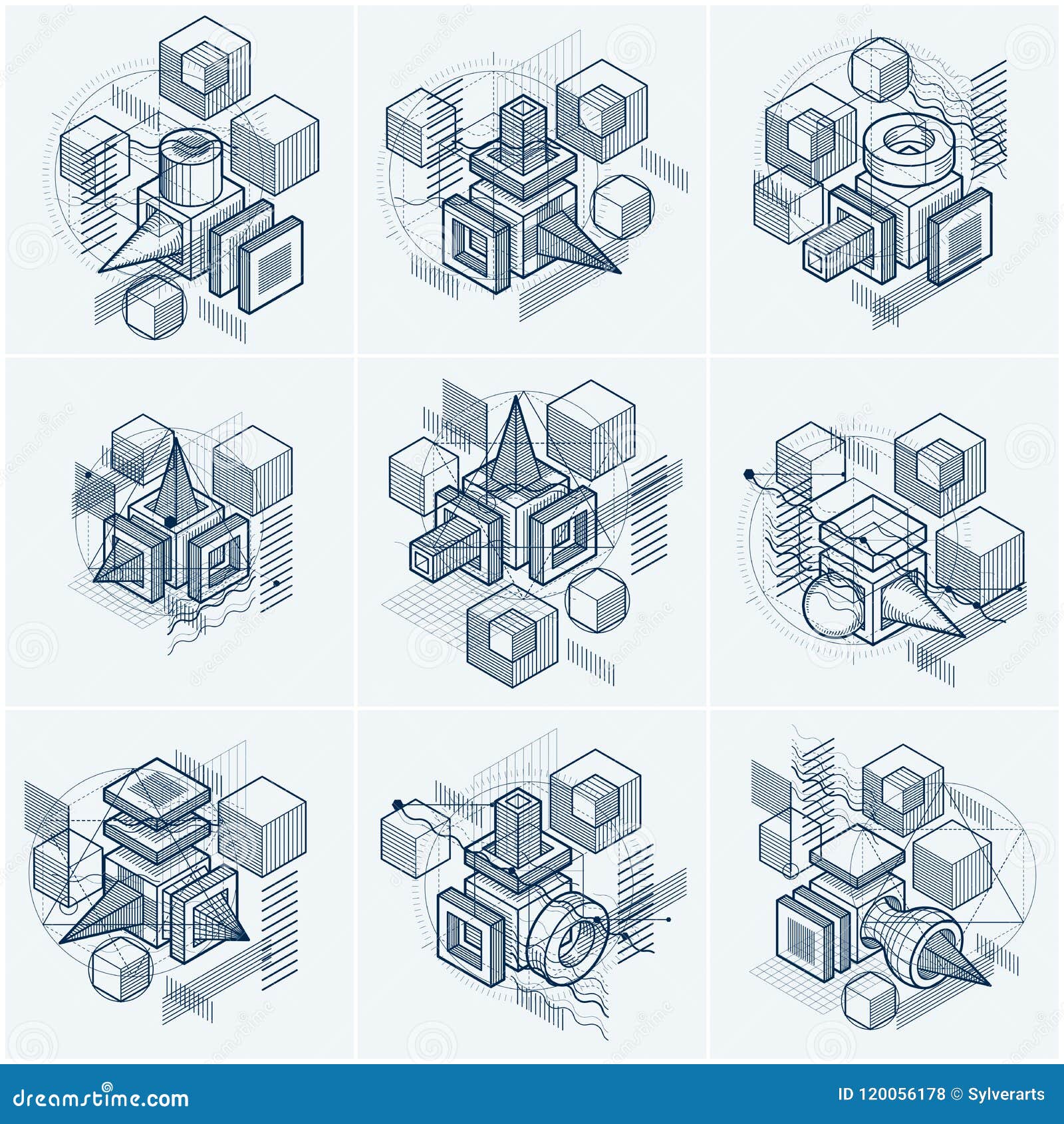 Abstract Backgrounds with Isometric Lines, Vector Illustrations. Stock ...