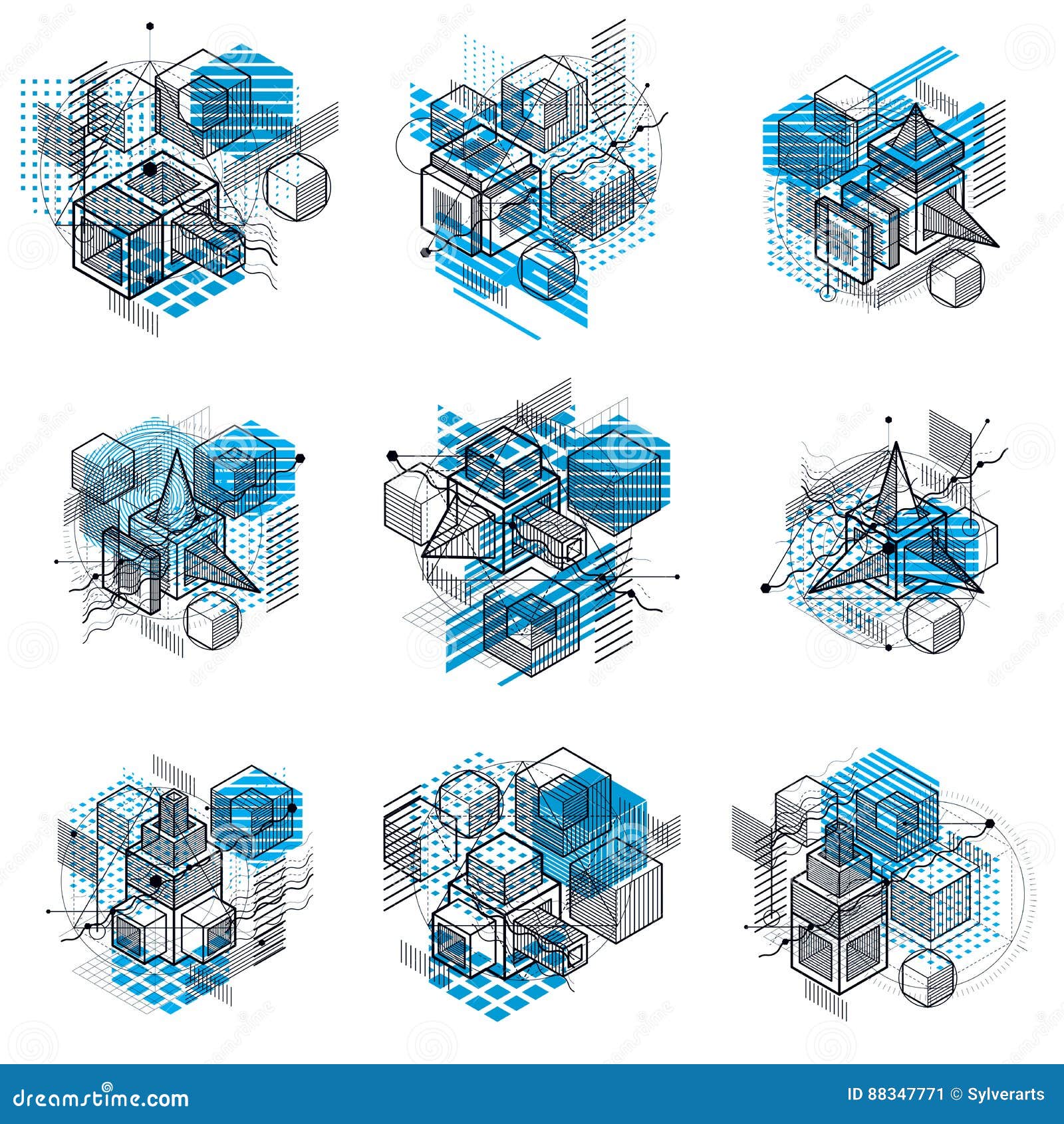 Abstract Backgrounds with Isometric Lines, Vector Illustrations. Stock ...