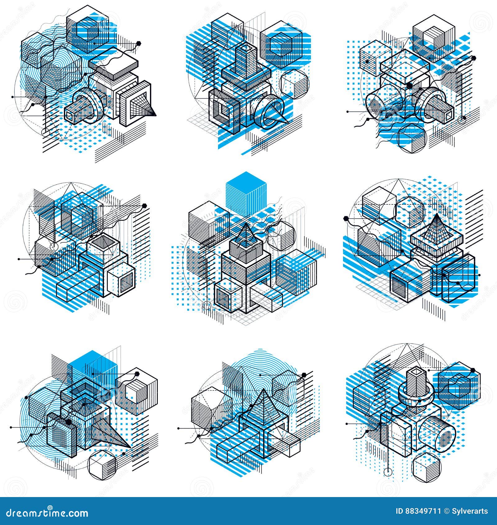 Abstract Backgrounds with Isometric Lines, Vector Illustrations. Stock ...