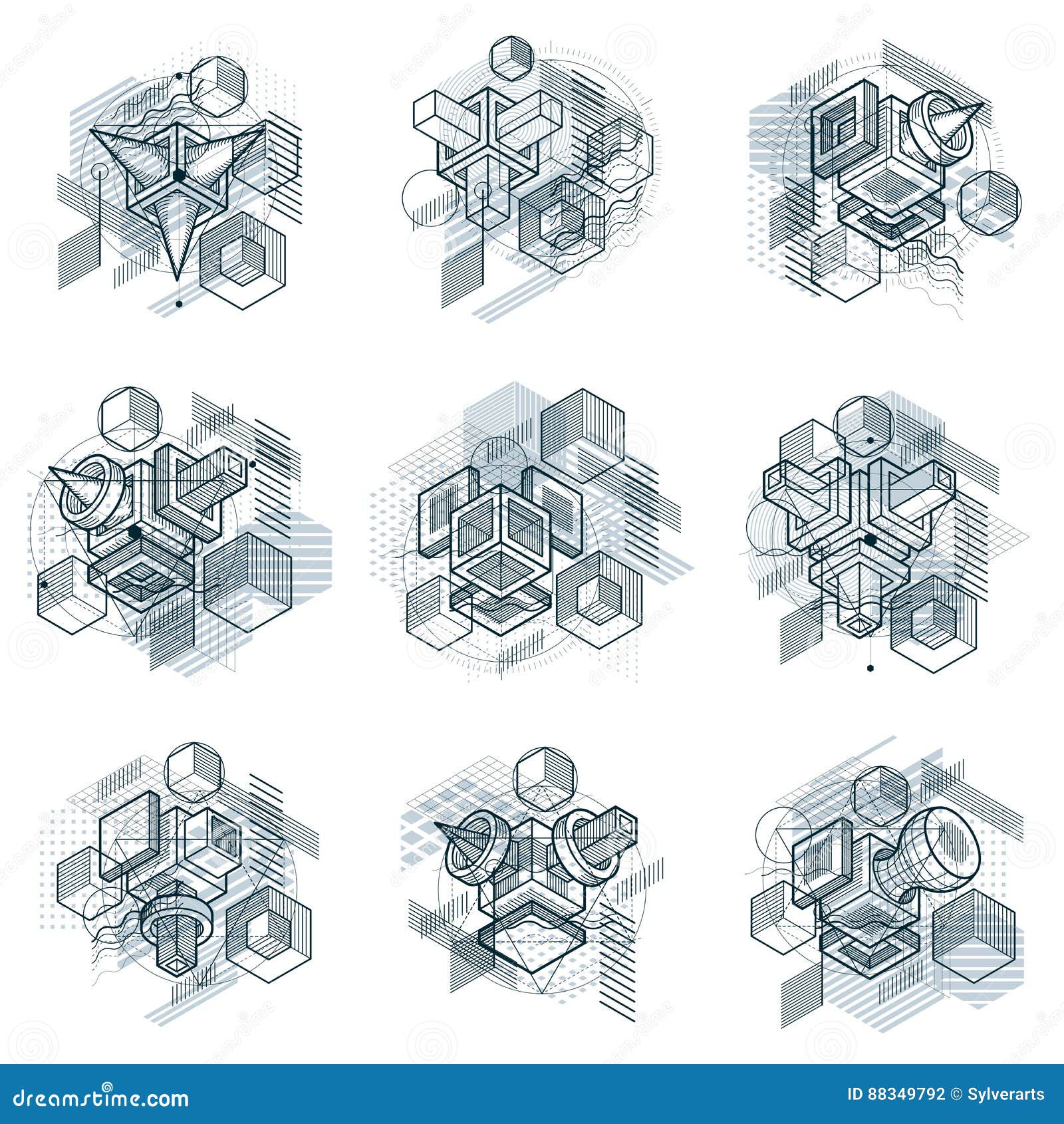 Abstract Backgrounds with Isometric Lines, Vector Illustrations. Stock ...