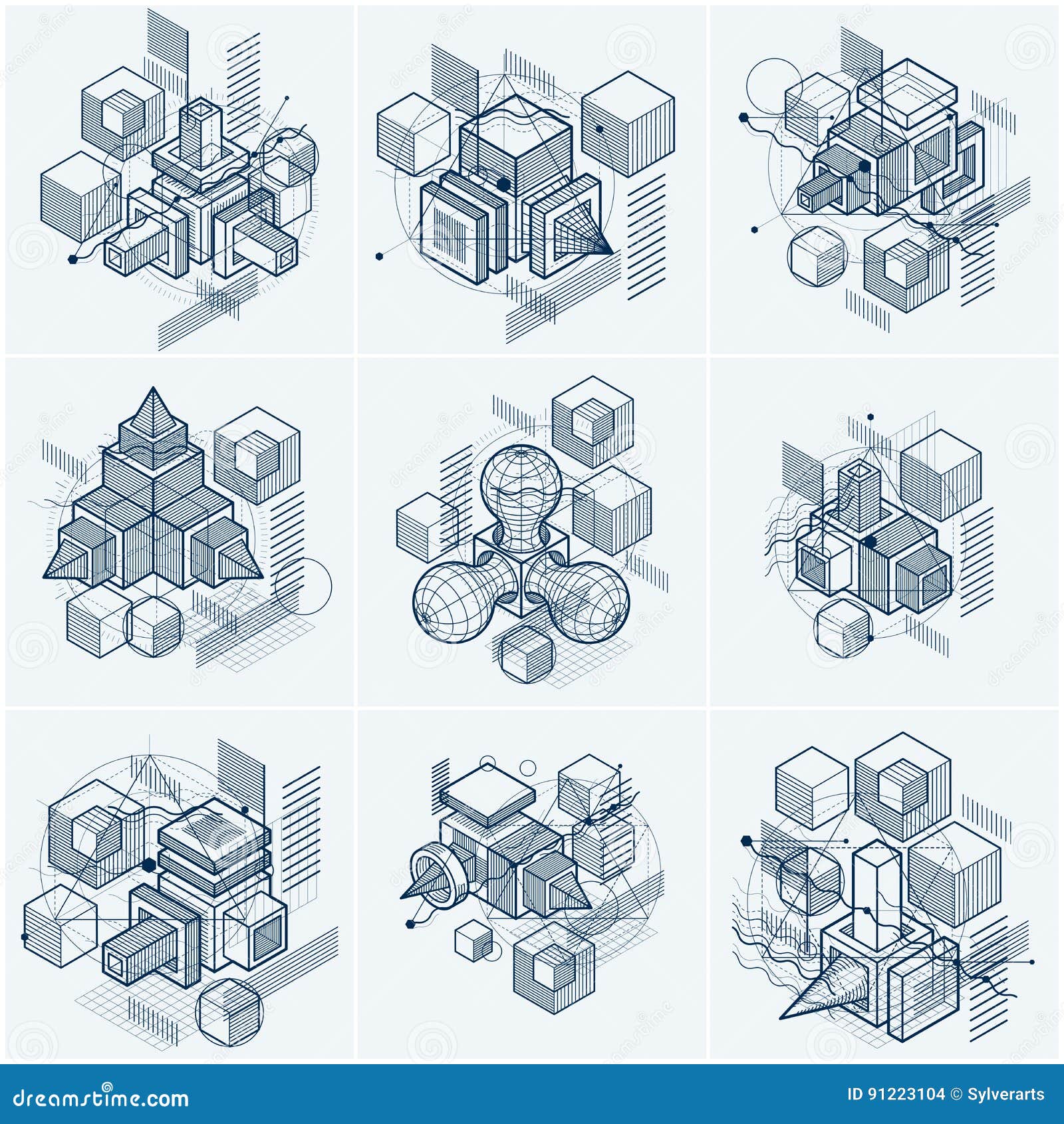 Abstract Backgrounds with Isometric Lines, Vector Illustrations. Stock ...