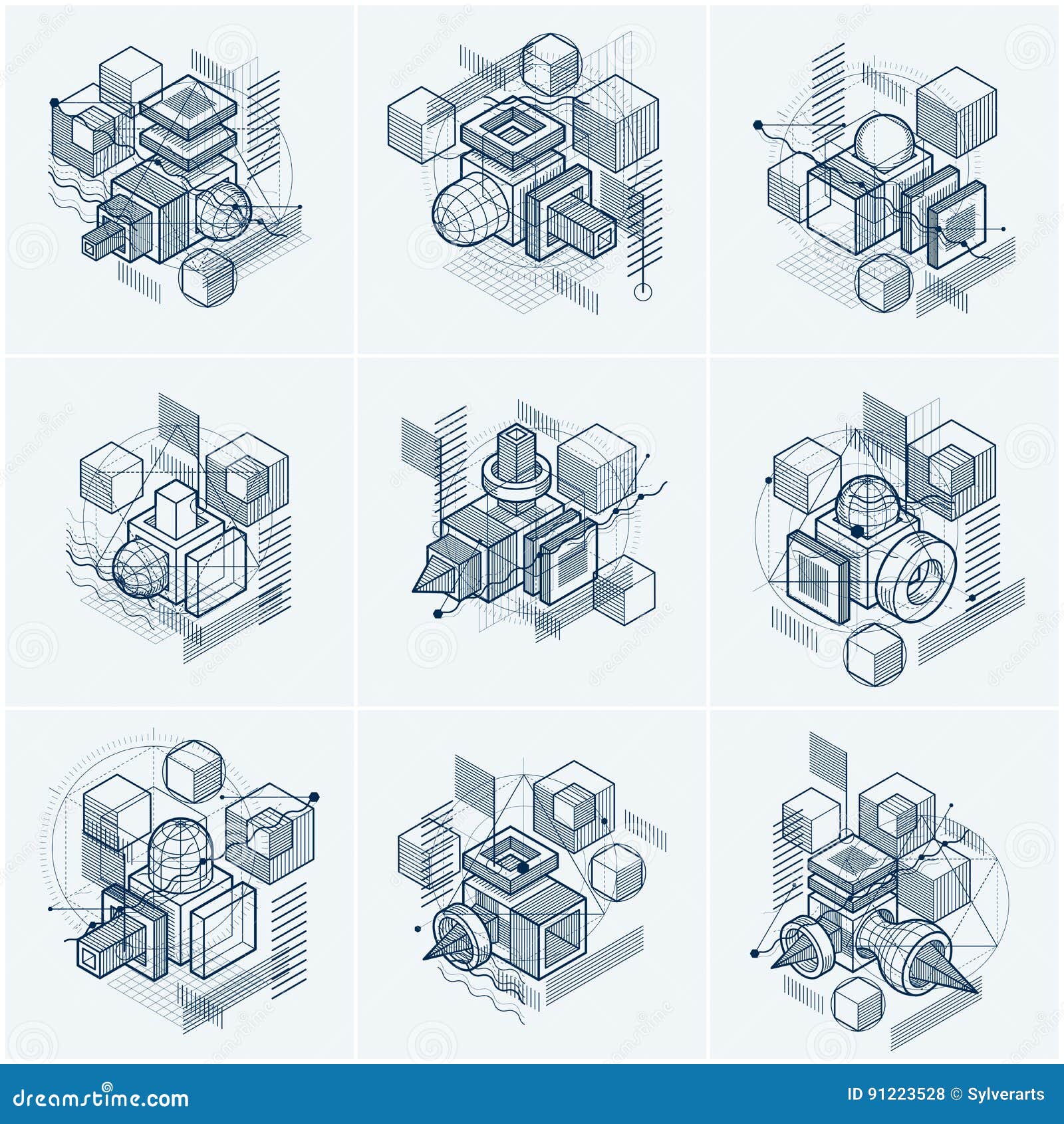 Abstract Backgrounds with Isometric Lines, Vector Illustrations. Stock ...