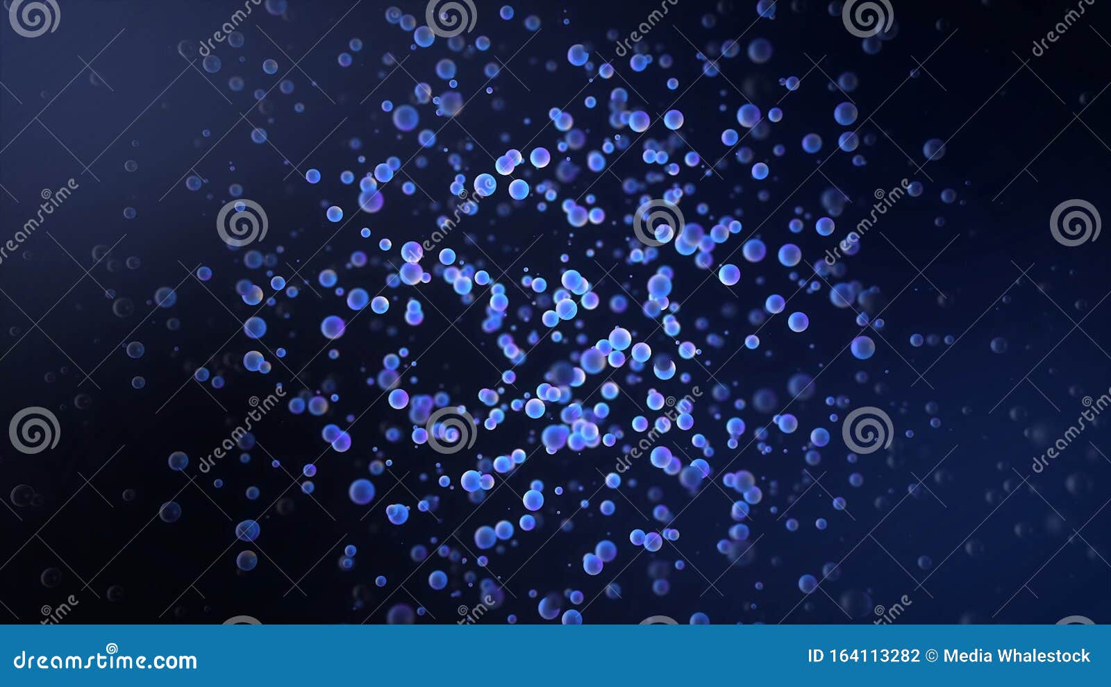 Abstract Bacteria Virus Molecules Moving Slowly on Dark Blue Background ...