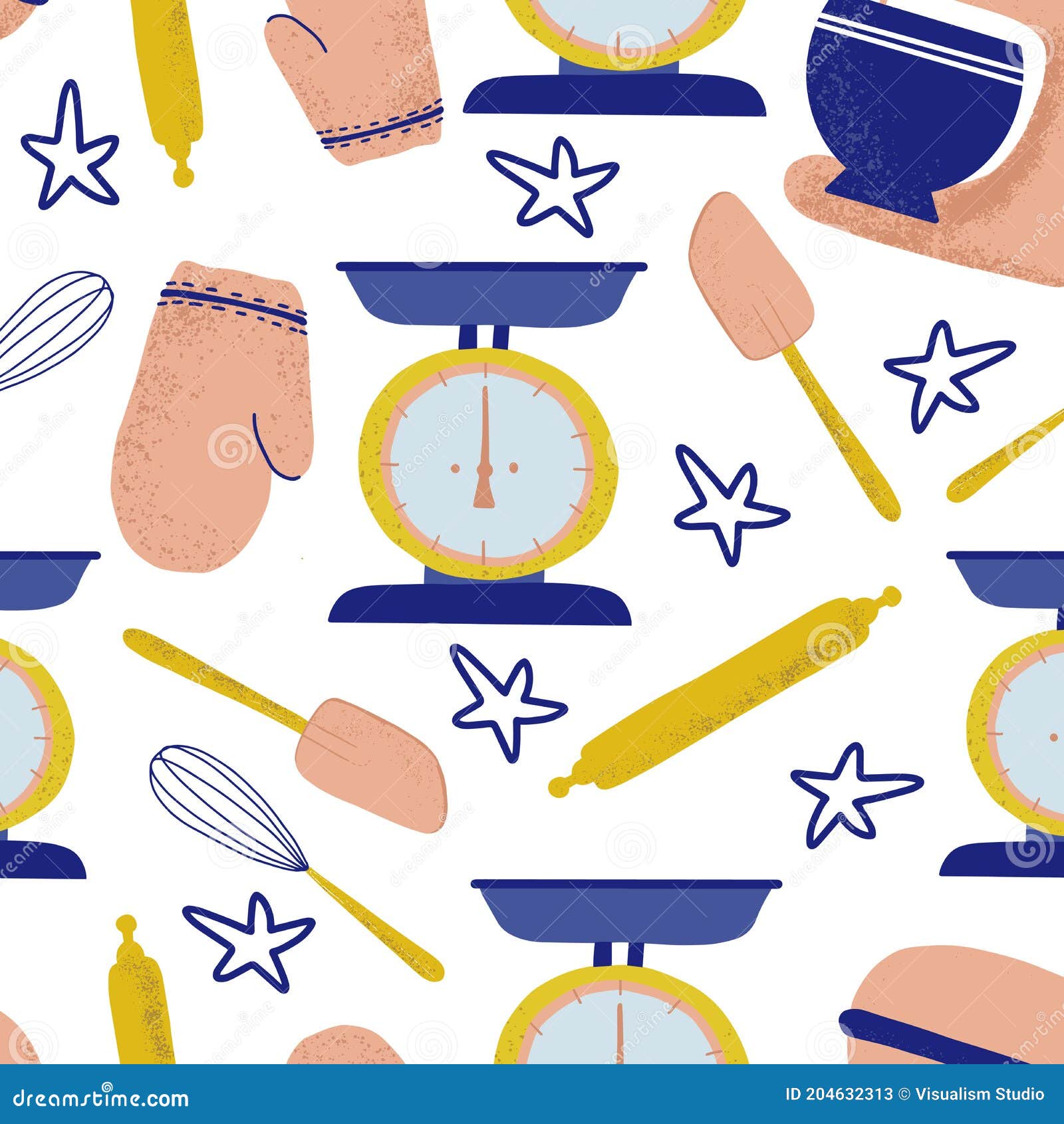 Abstract Baking Kitchen Pattern Icons Grunge Elements with Linear Style ...