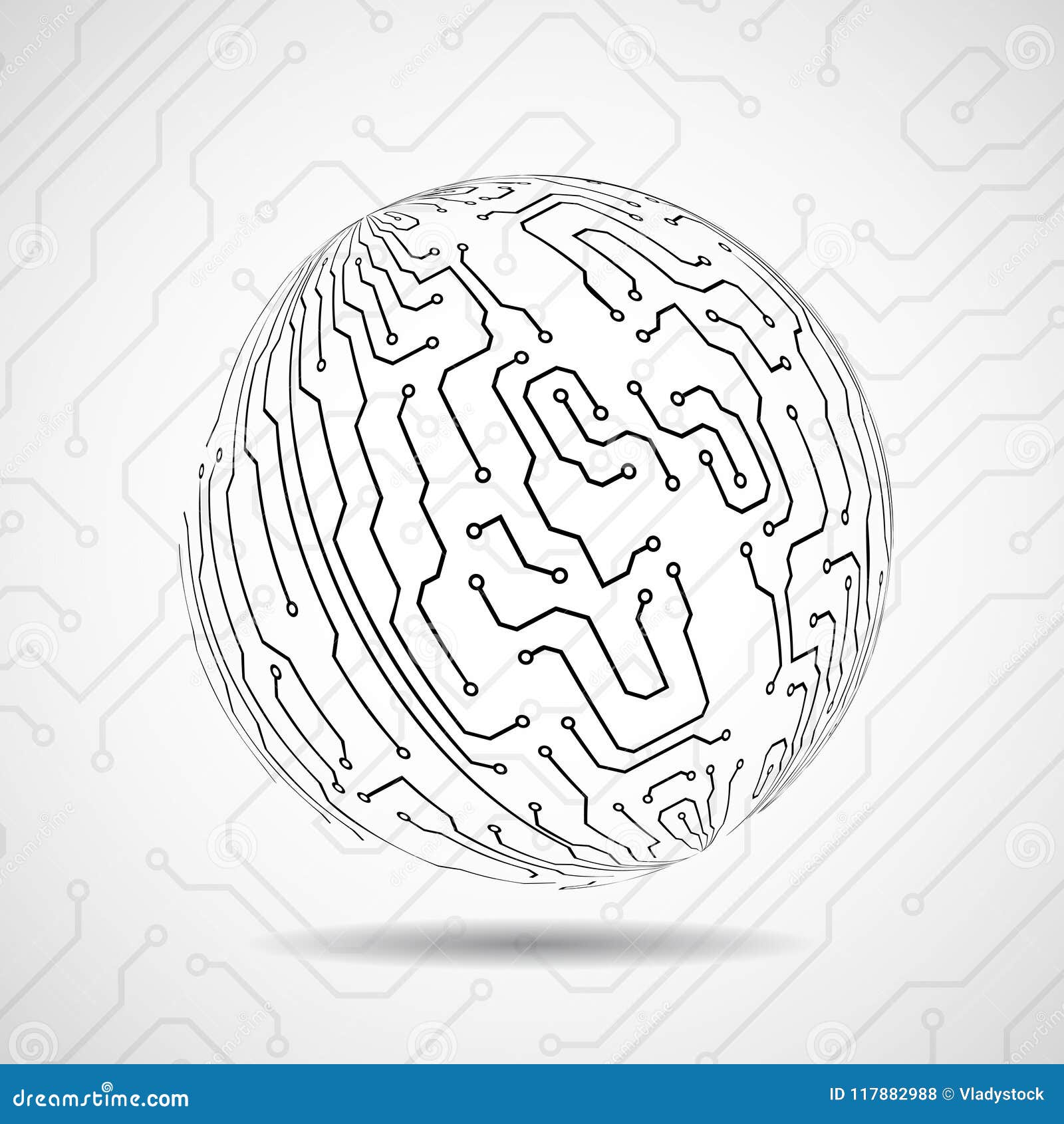 Abstract Ball of Circuit Board Stock Vector - Illustration of creative ...