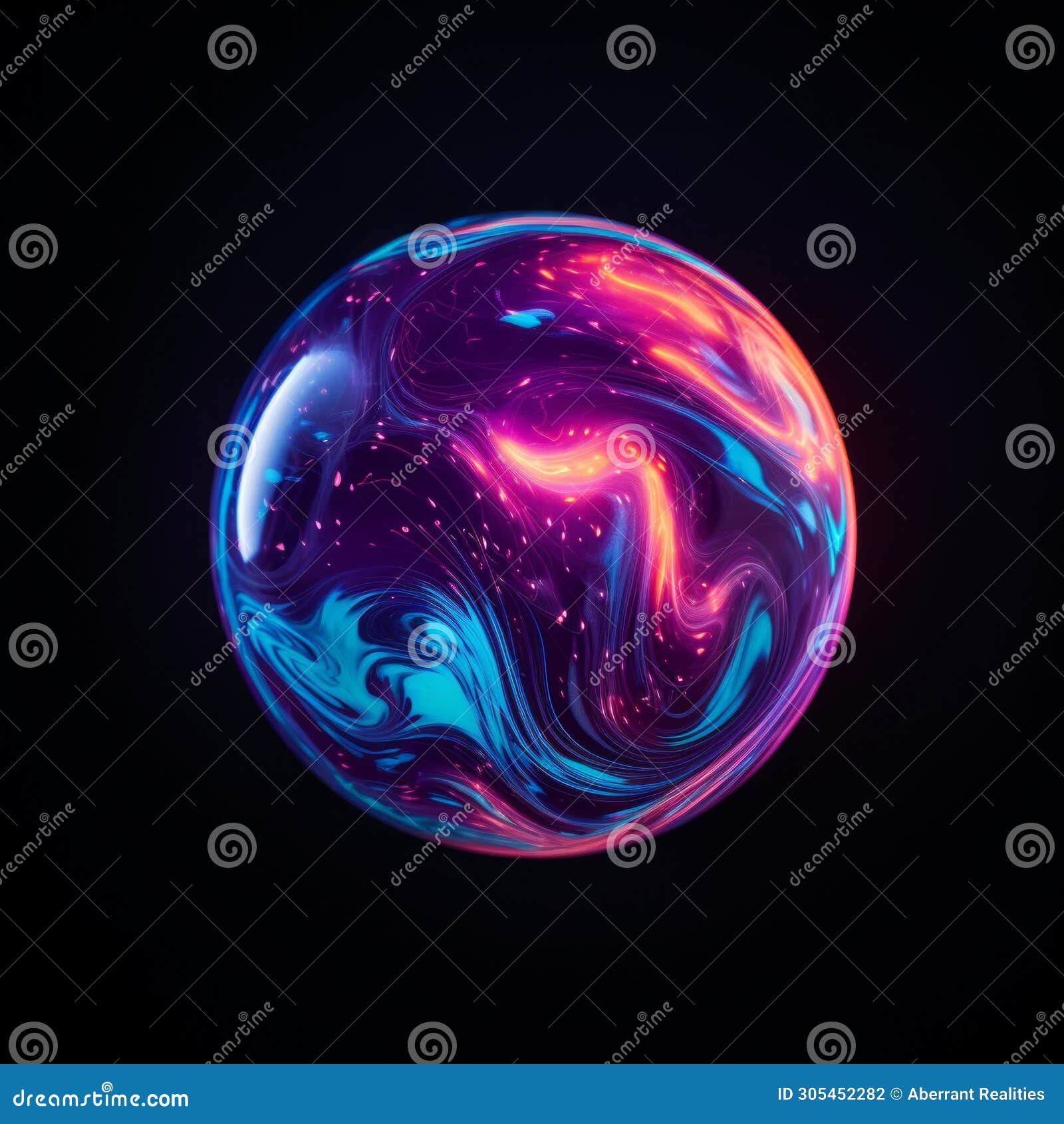 An Abstract Ball with Colorful Swirls on a Black Background Stock ...