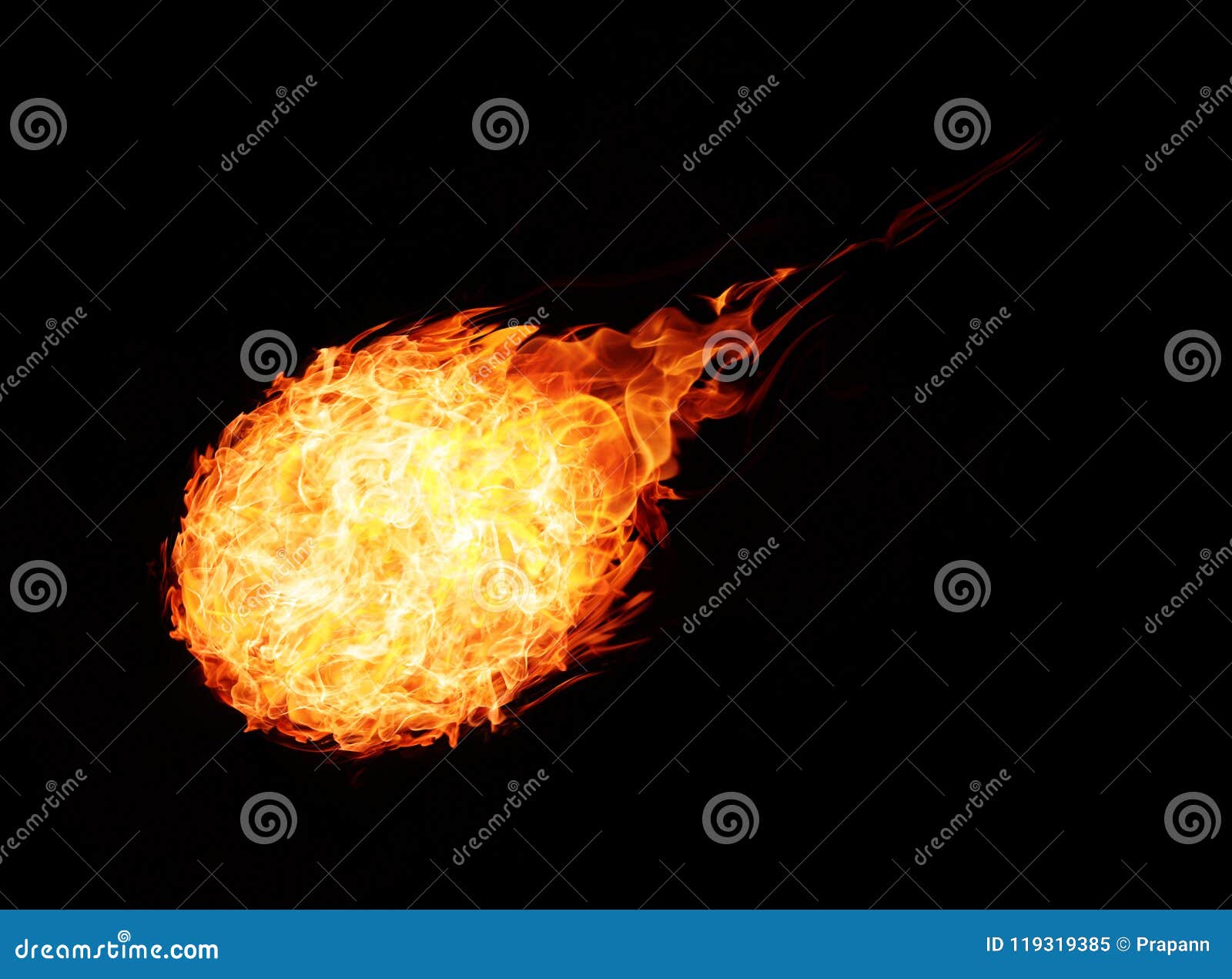 Abstract Ball Fire Flames on Black Background Stock Image - Image of ...