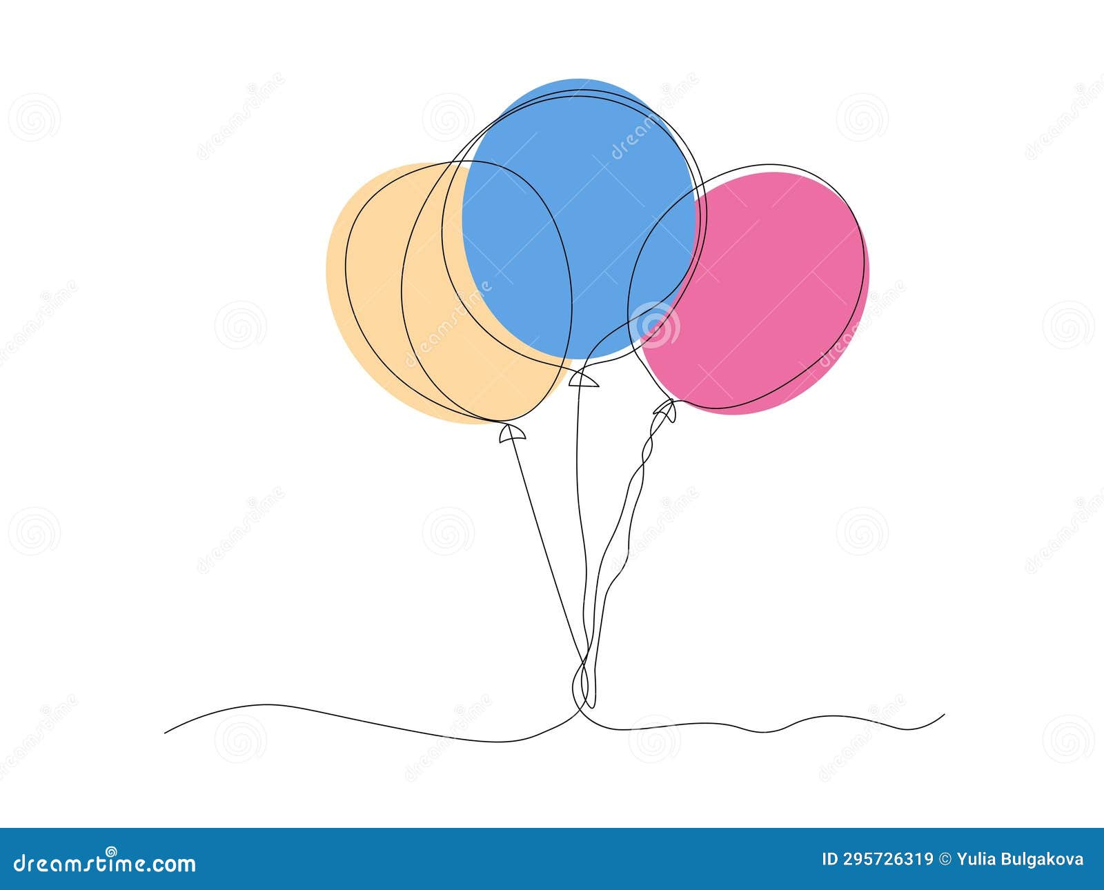 Abstract Balloons Continuous One Line Art Drawing Stock Vector ...