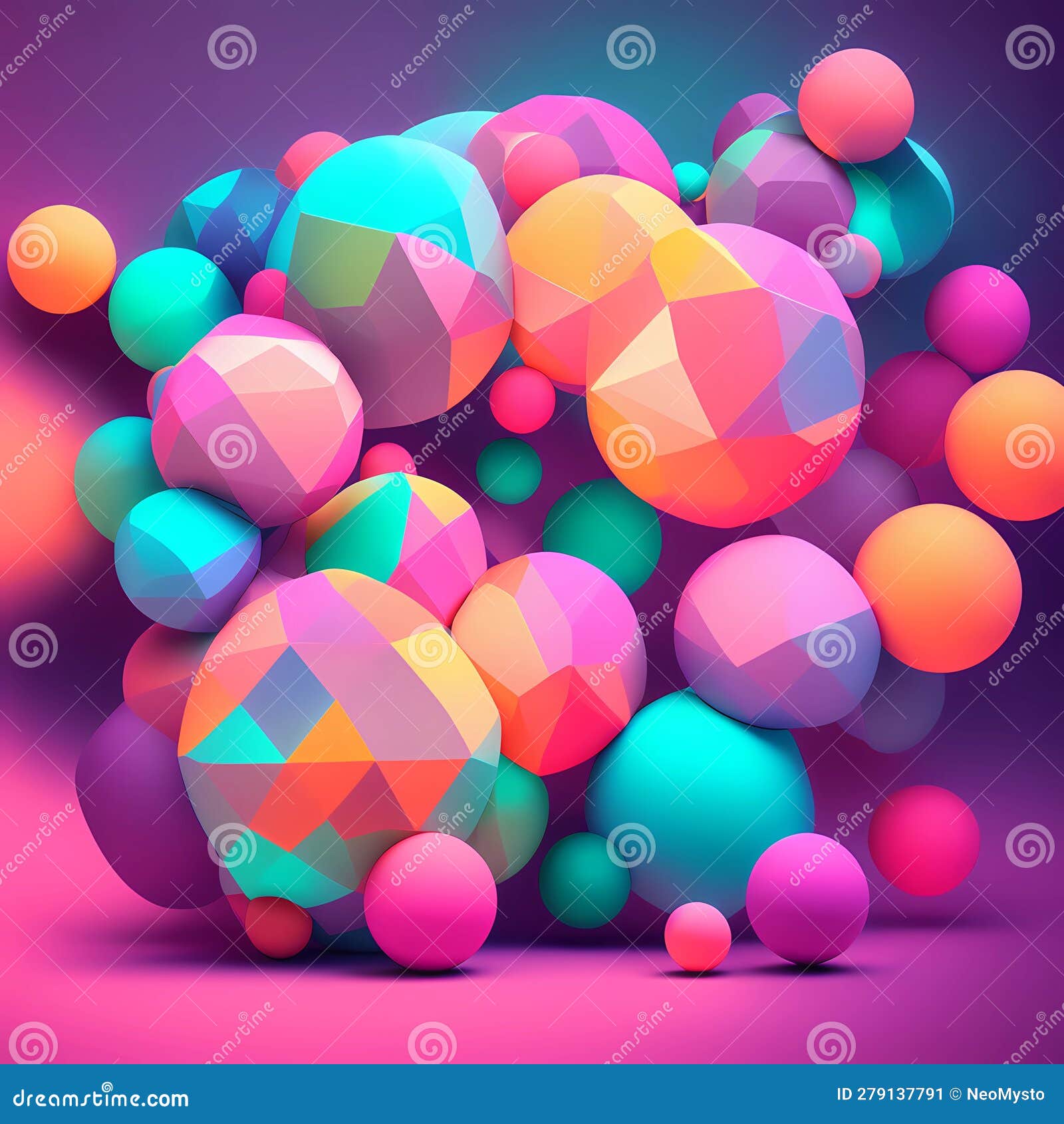 Abstract Balls with Vibrant Colors, Generative Ai Stock Illustration ...
