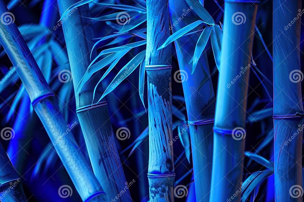 Abstract Bamboo Forest Background in Blue Color Ai Photo Stock ...
