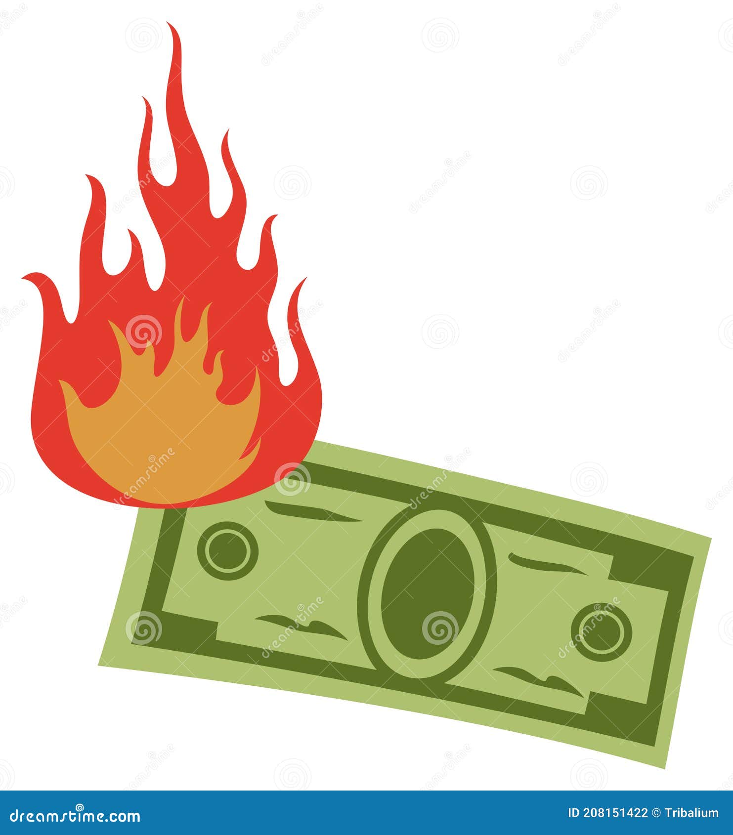 Abstract banknote in fire stock vector. Illustration of bank - 208151422