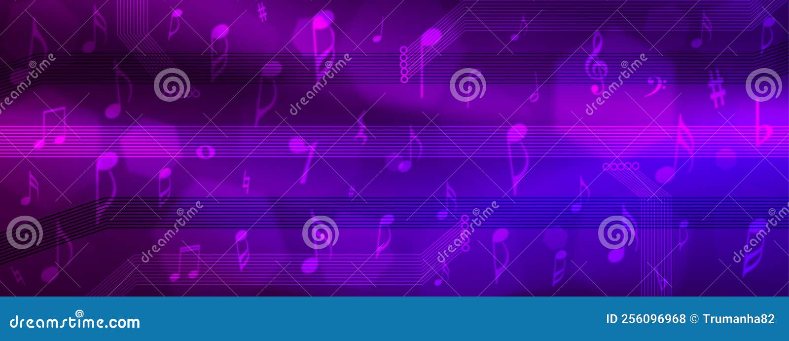Vector Abstract Blurry Music Notes and Electronic Elements in Dark ...