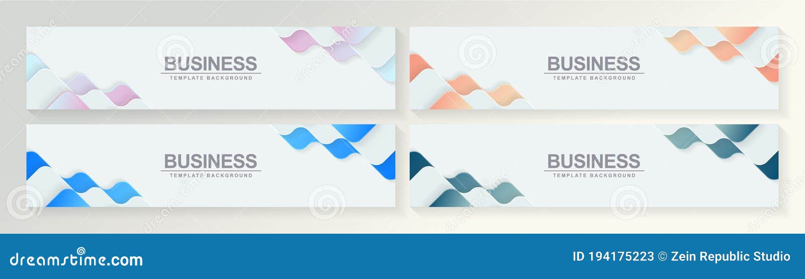 Abstract Banner Design Web Template Set, Horizontal Header Web Banner Stock Illustration ...