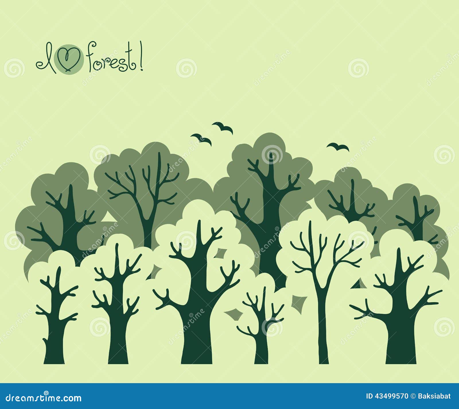 Deciduous Forest Trees Silhouette Set Cartoon Vector | CartoonDealer ...