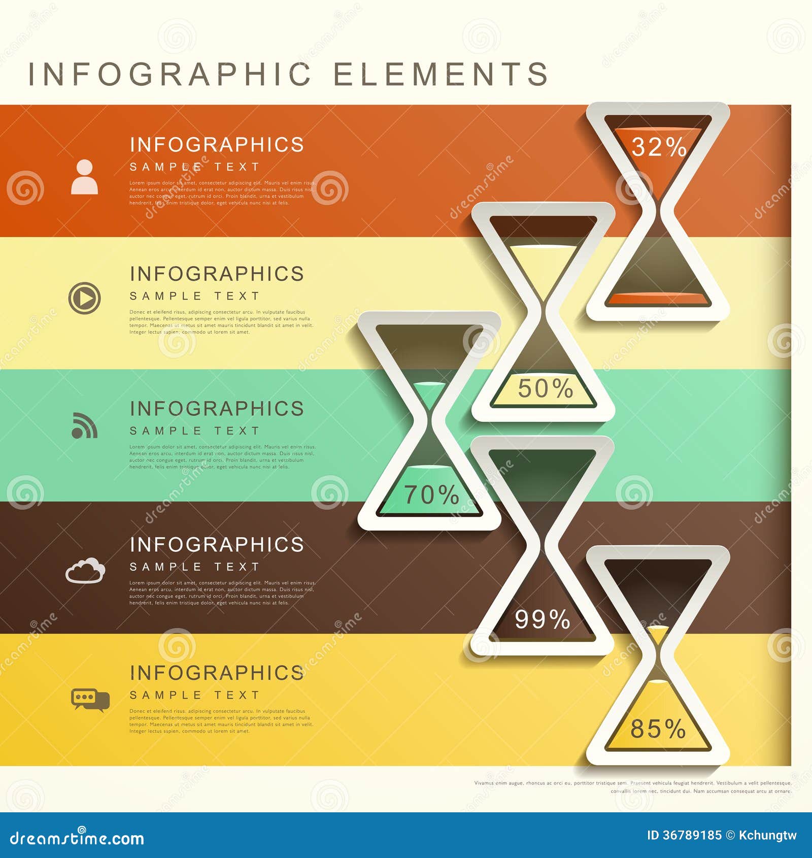 Hourglass Infographic 5 Steps To Success Growth Template. Business ...