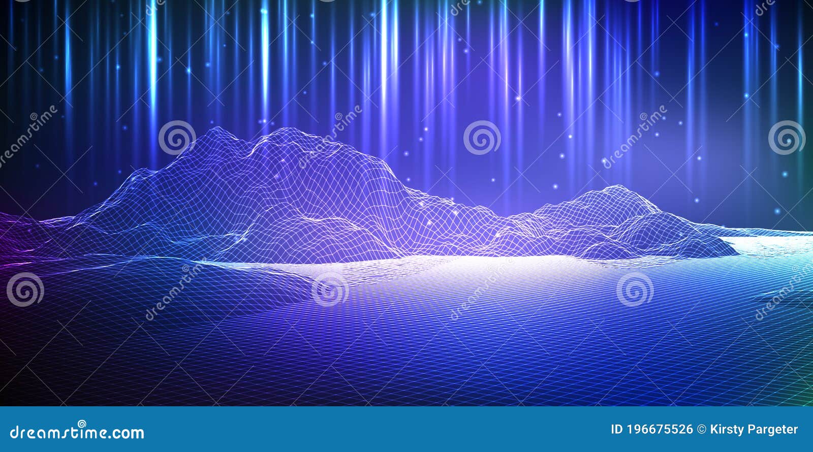 Abstract Banner with Modern Wireframe Landscape Design Stock Vector ...