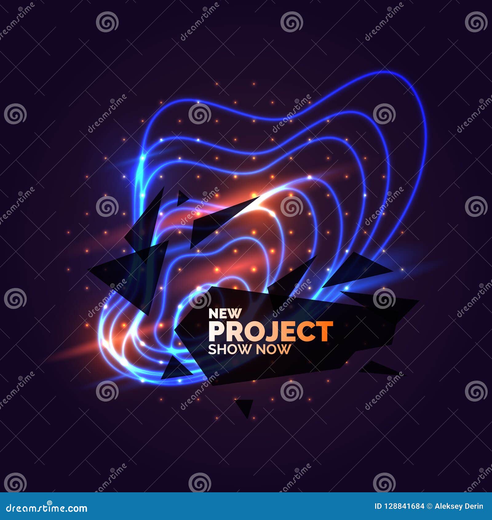 Abstract Banner with Neon Lines on a Dark Background. Stock Vector ...