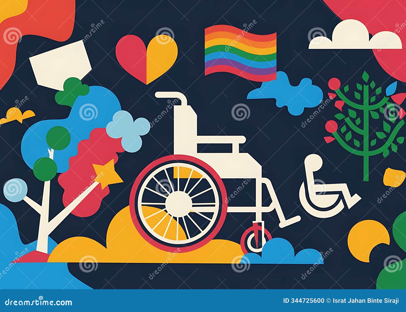Abstract Banner with Unity Symbols, Wheelchairs, and Diversity Stock ...