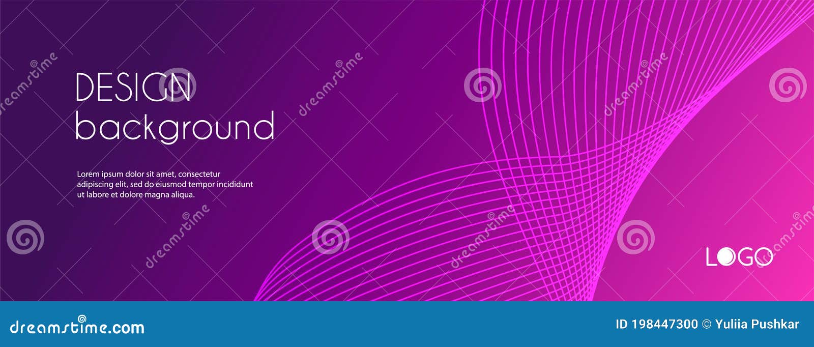 Abstract Banner Vector Template. Minimal Background with Wavy Lines for ...