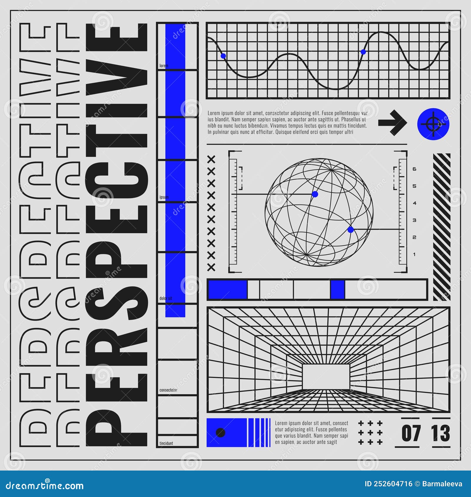 Abstract Banner with Wireframe 3D Figures. Posters with HUD Elements ...