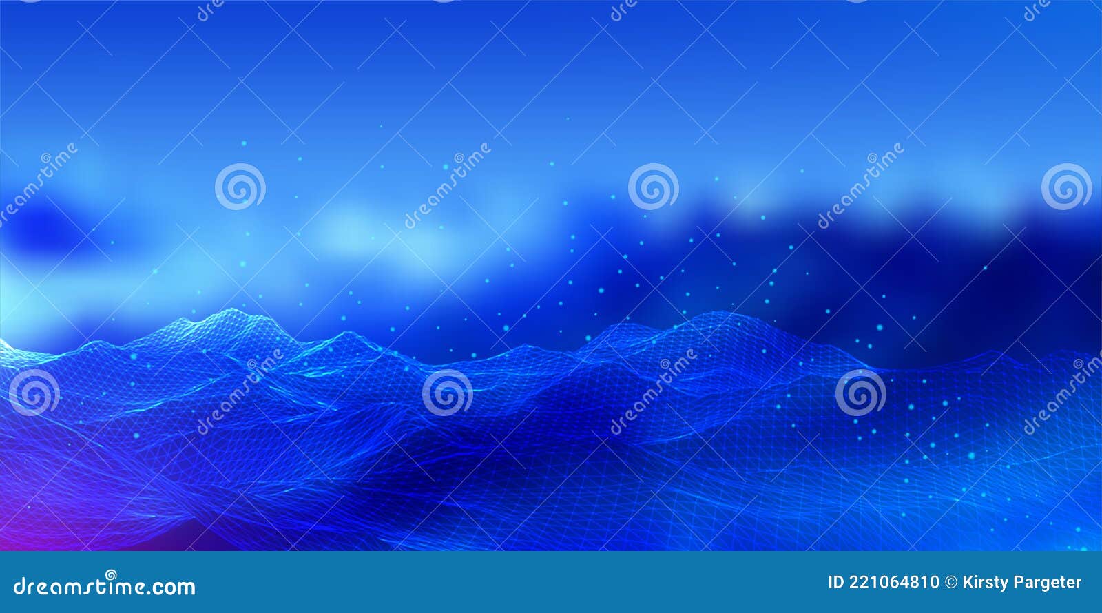 Abstract Banner With Wireframe Landscape Design Vector Illustration ...