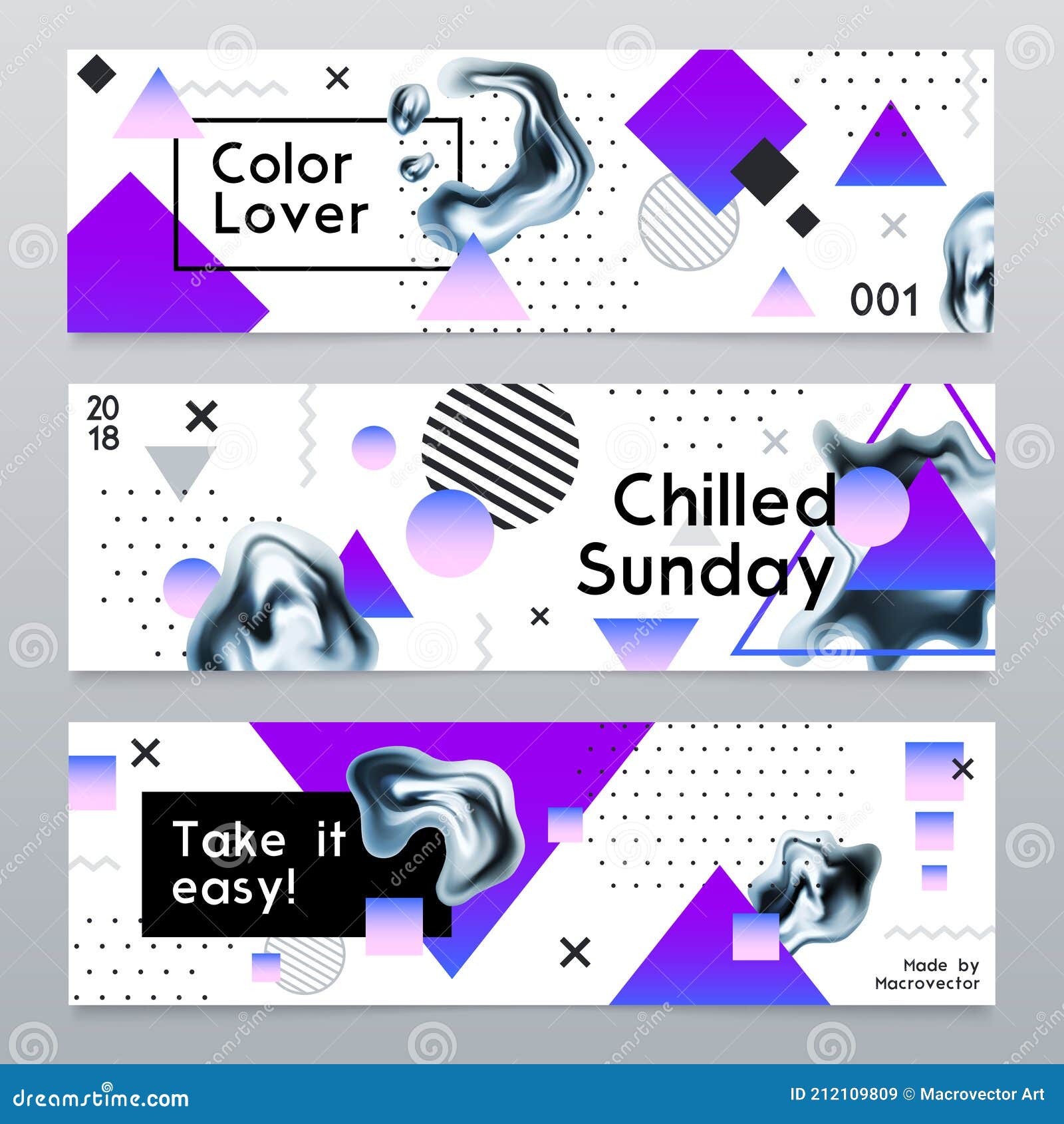 Abstract Banners with Chrome Elements Stock Vector - Illustration of ...