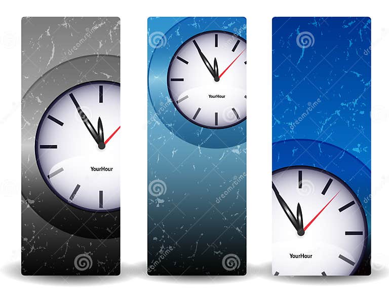 Abstract Banners with Clock Stock Vector - Illustration of ribbon ...