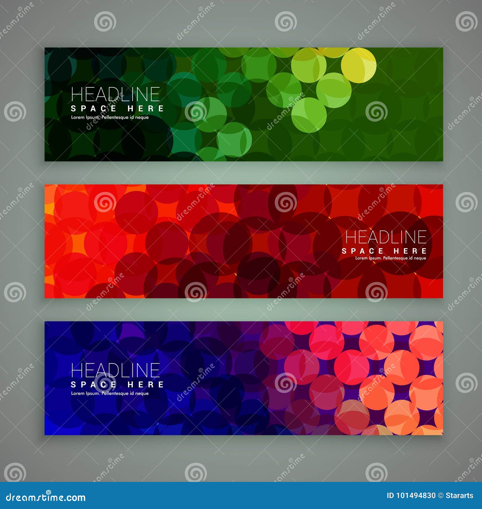 Abstract Banners Set Design Made with Circles Stock Vector ...