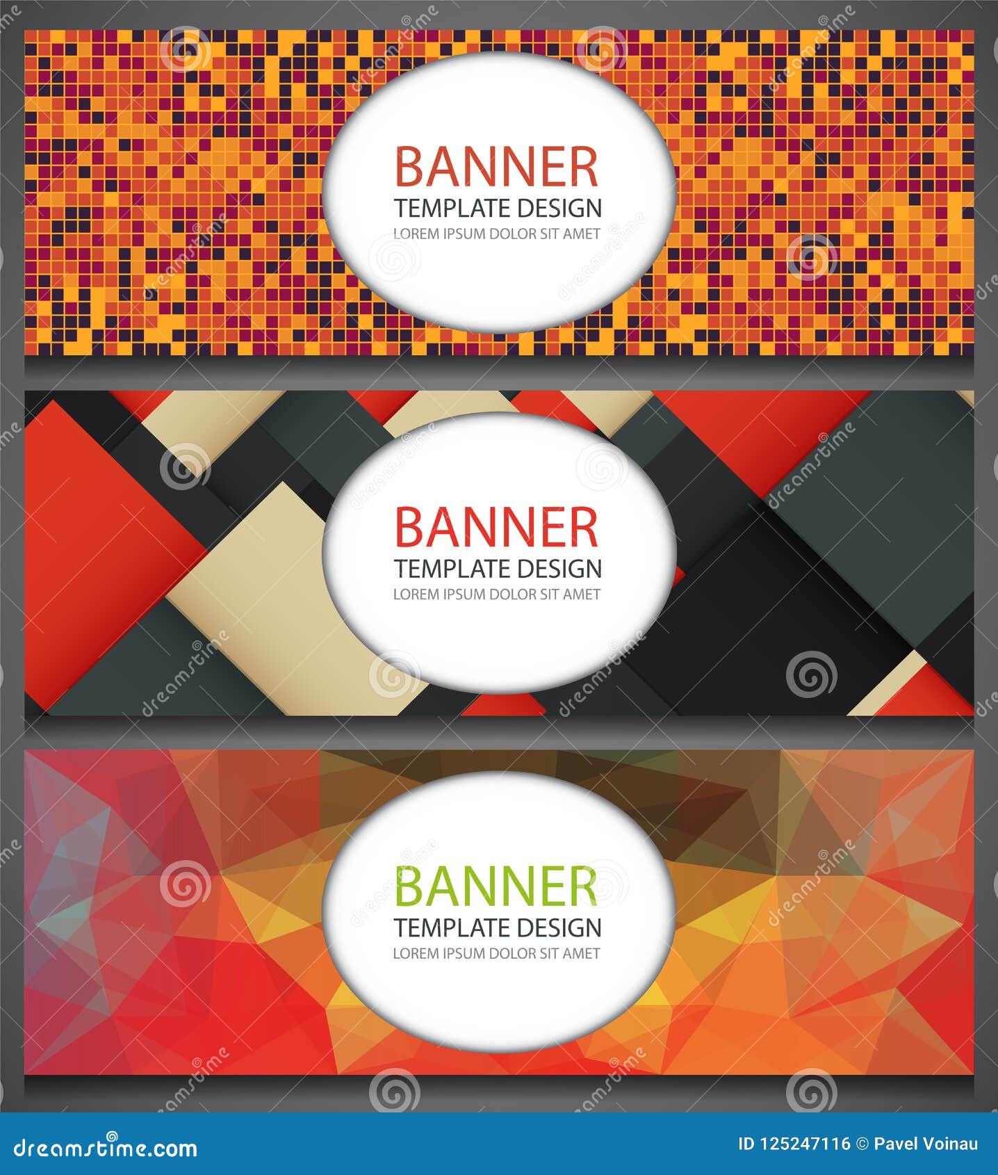 Abstract Banners Set with Different Patterns. Vector Stock Vector ...