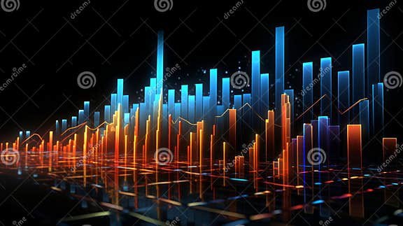 Abstract Bar Chart on Black Stock Illustration - Illustration of ...