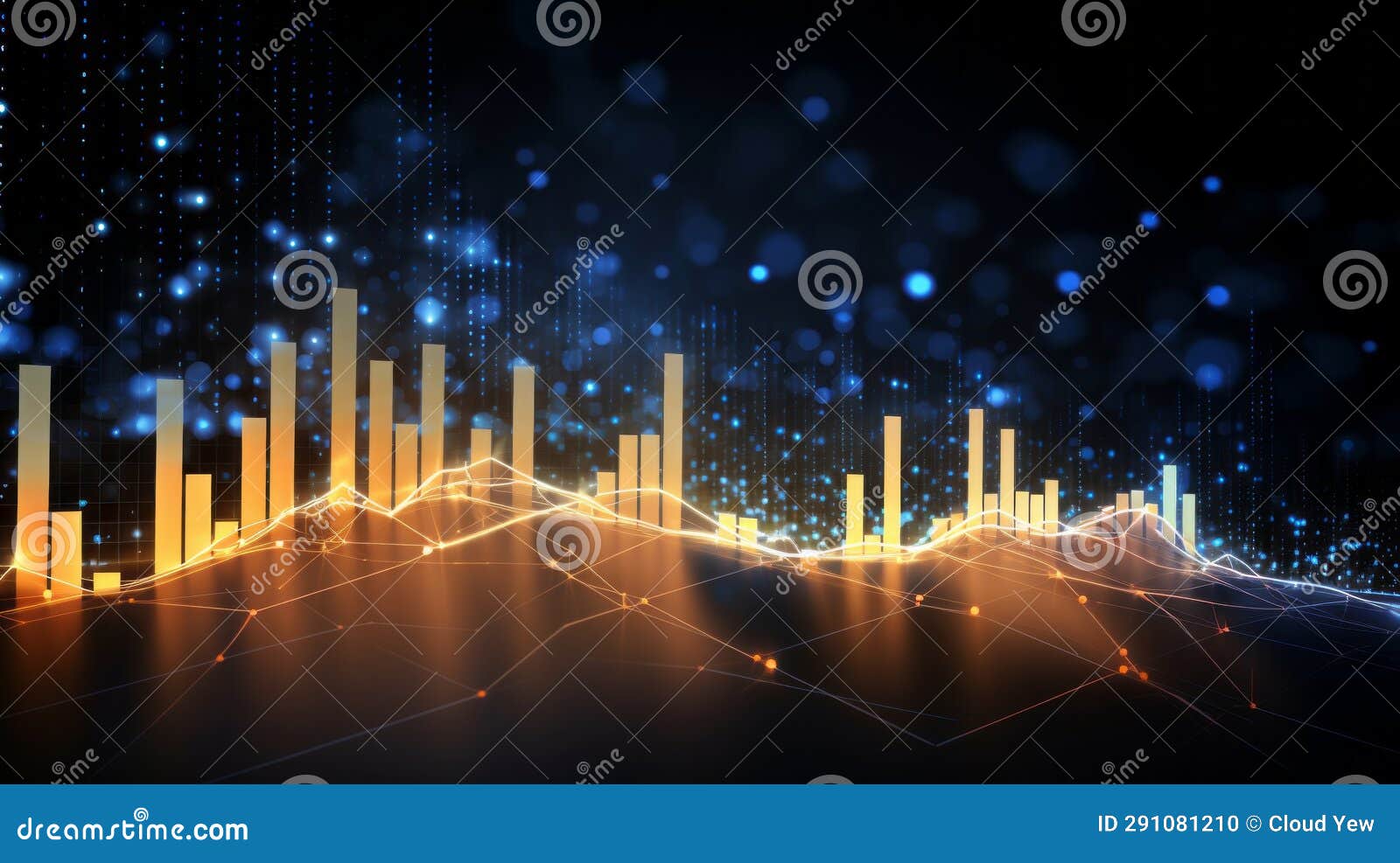 Abstract bar chart on dark stock illustration. Illustration of business ...