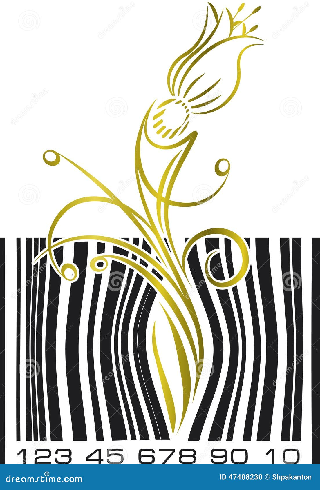 Abstract Bar Code with Flower. Stock Vector - Illustration of packaging ...