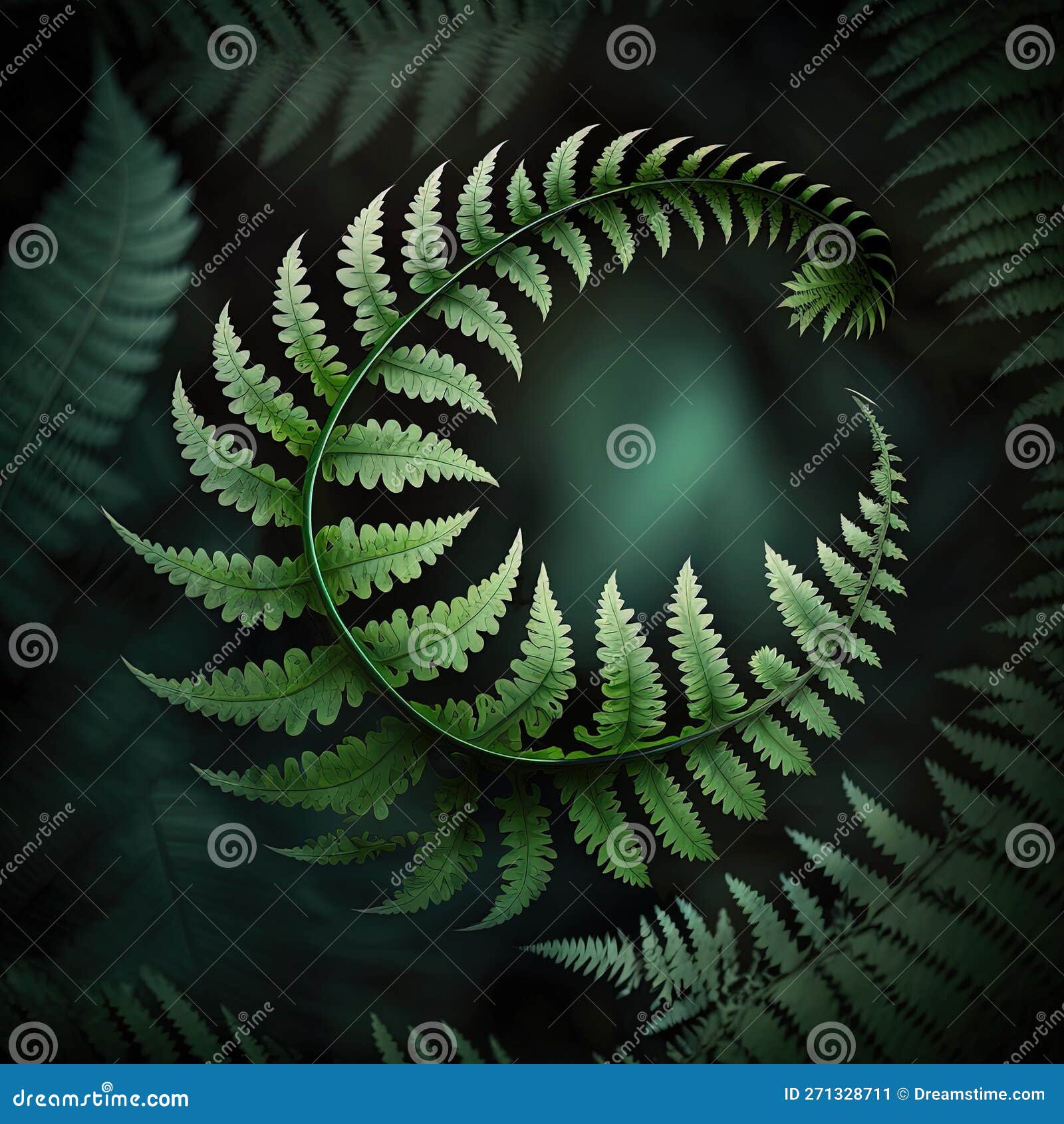 Abstract Barnsley Fern As a Single Curve. Generative AI Stock ...