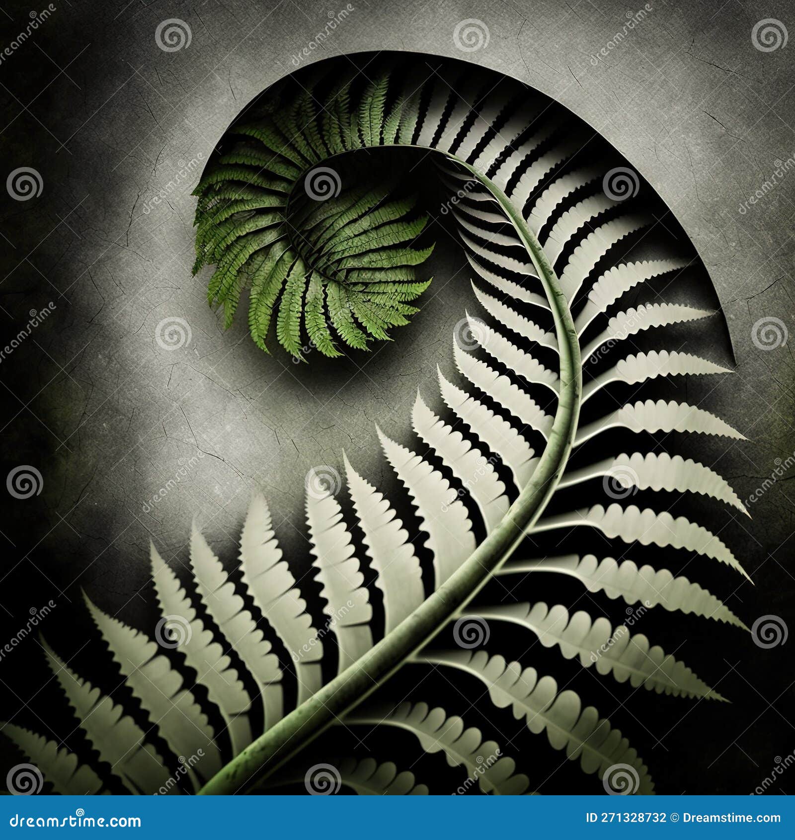 Abstract Barnsley Fern As a Single Curve. Generative AI Stock ...