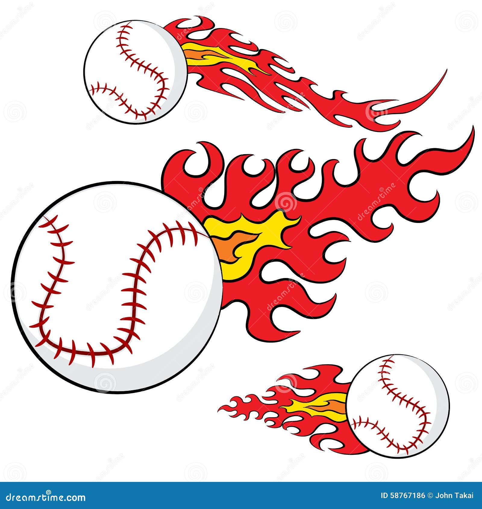 Flaming Baseballs Vector Illustration | CartoonDealer.com #13371440