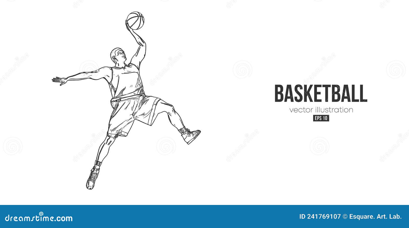 Abstract Basketball Player Man in Action Isolated White Background ...