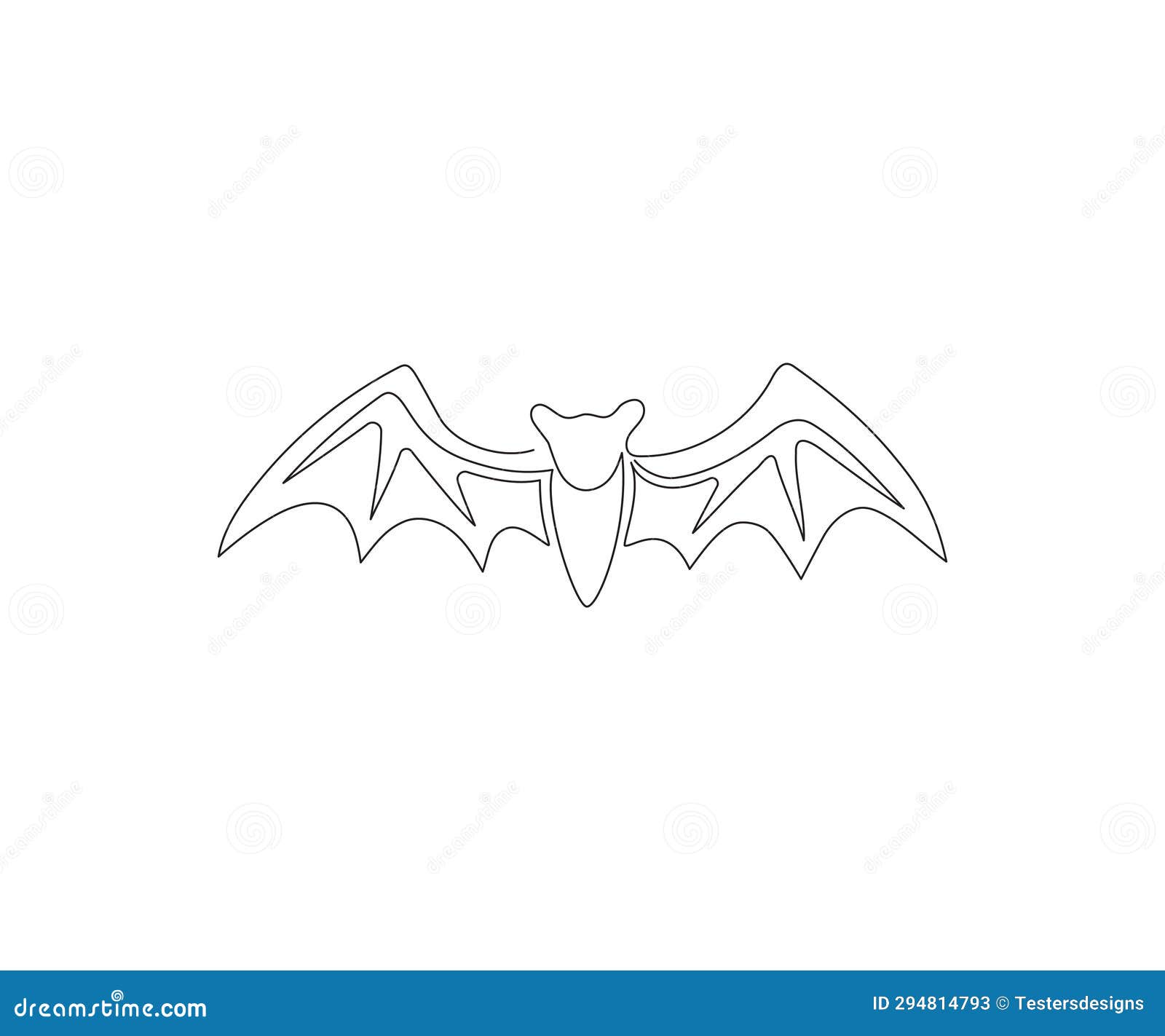 Abstract Bat for Halloween Continuous One Line Drawing. Black and White ...
