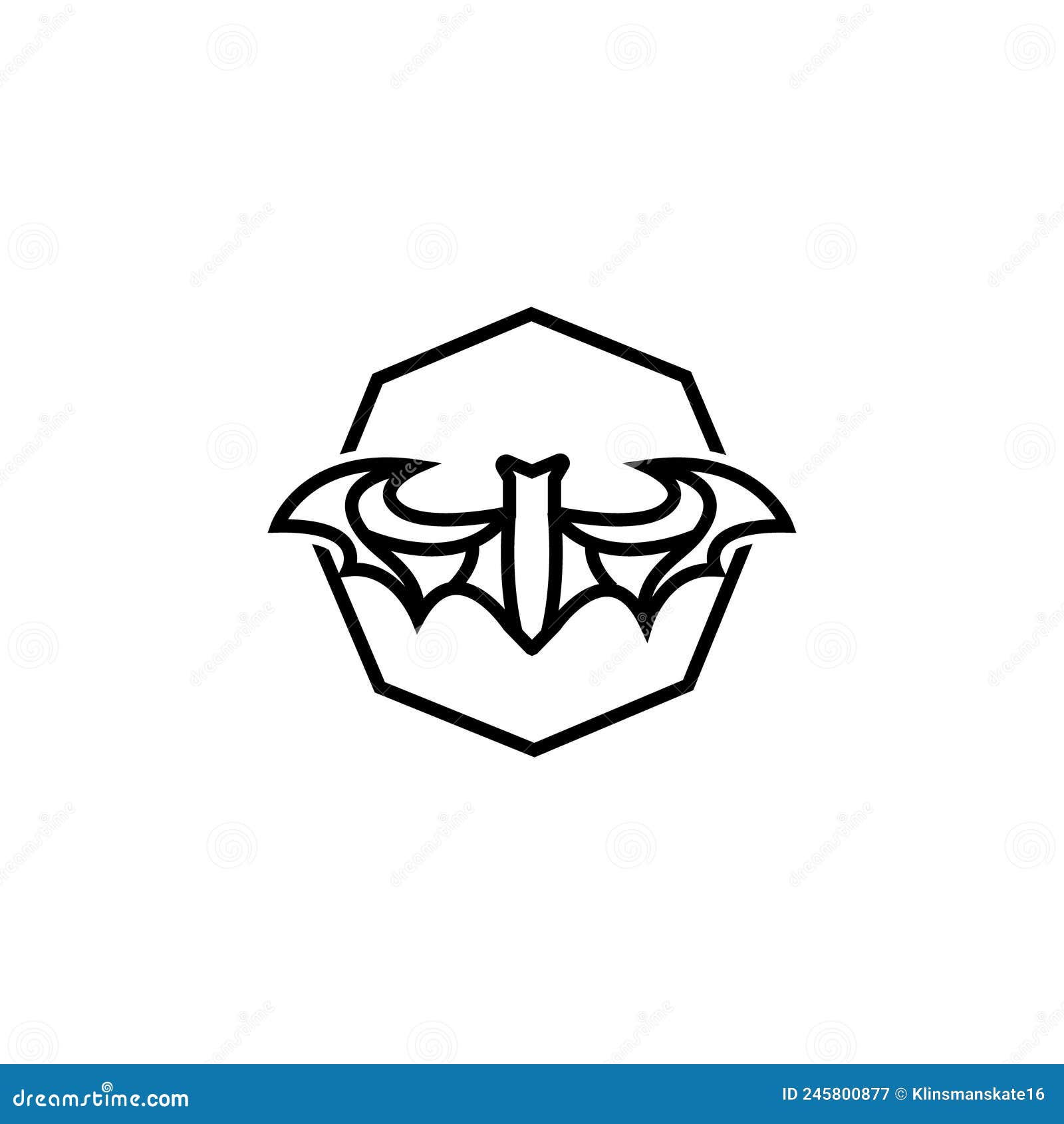Abstract Bat Octagonal Logo Design Template Stock Vector - Illustration ...