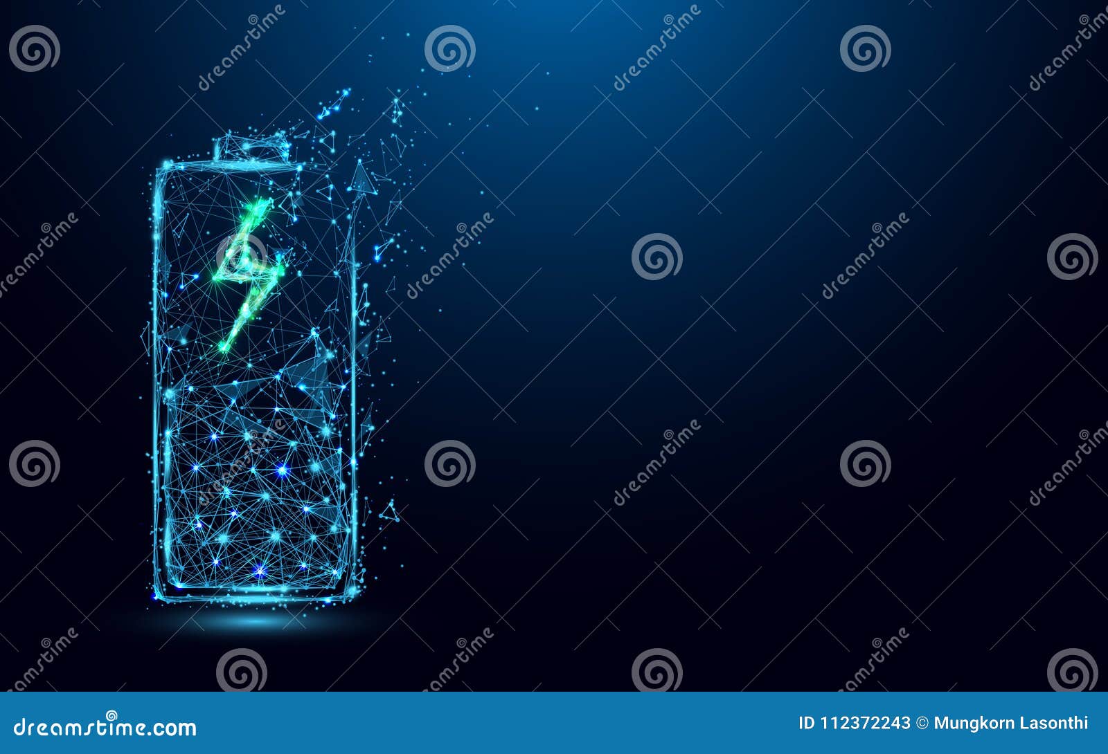 Abstract Battery Charging Icon Form Lines and Triangles, Point ...