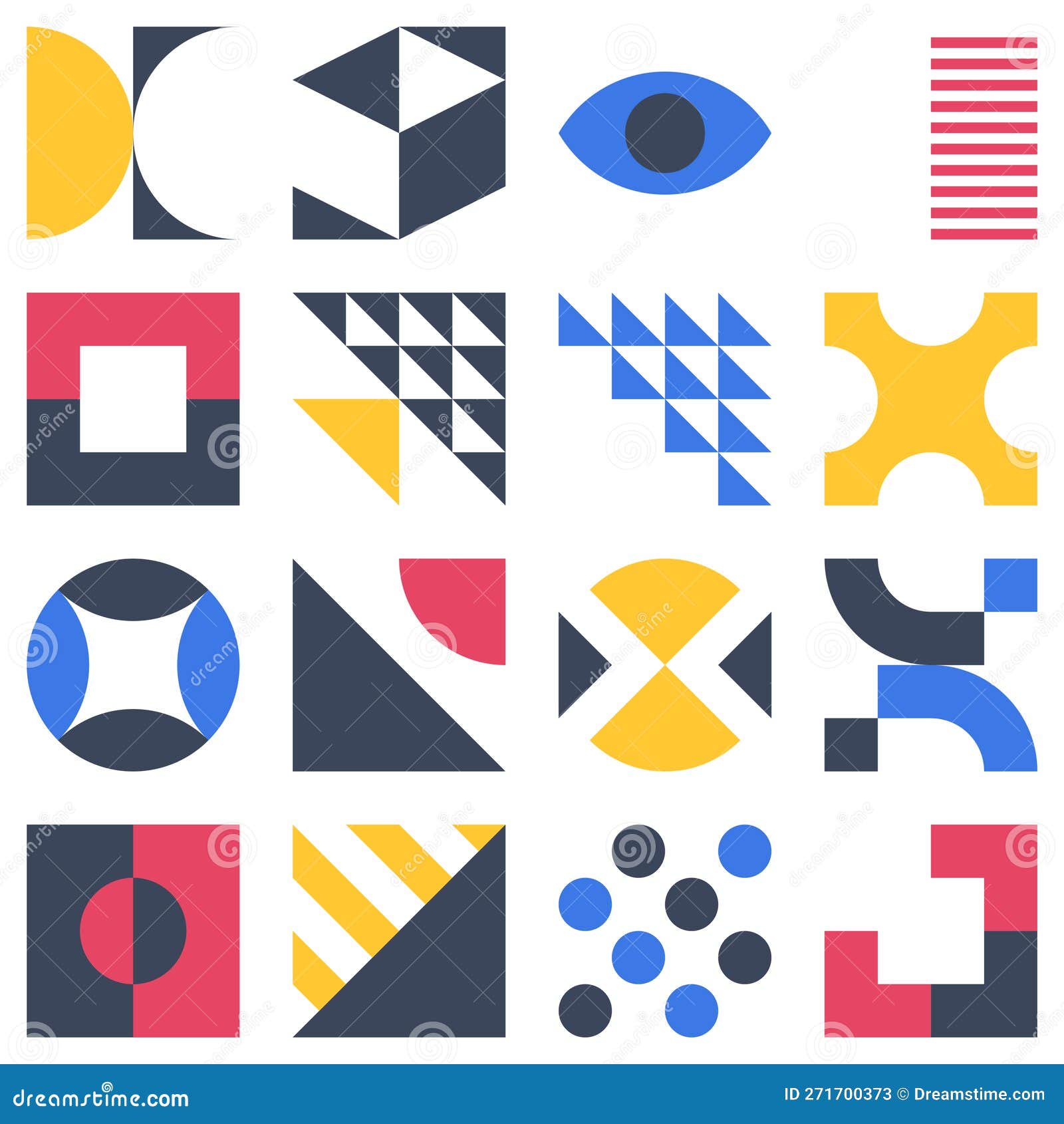 Abstract Bauhaus Elements Shapes in Modern Geometric Style Stock Vector ...