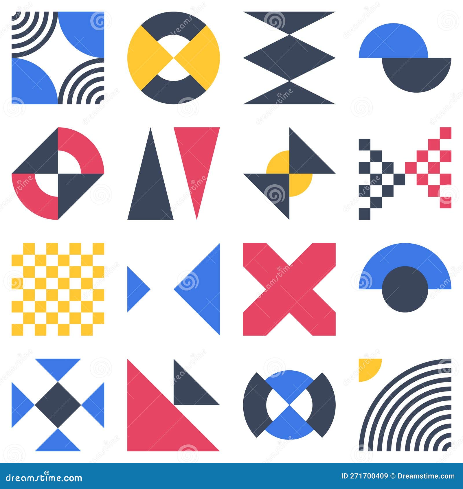 Abstract Bauhaus Elements Shapes in Modern Geometric Style Stock Vector ...