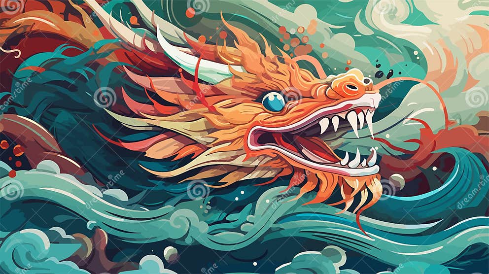 Abstract Beautiful Colored Dragon Vector Patterns. Seamless Dragon ...