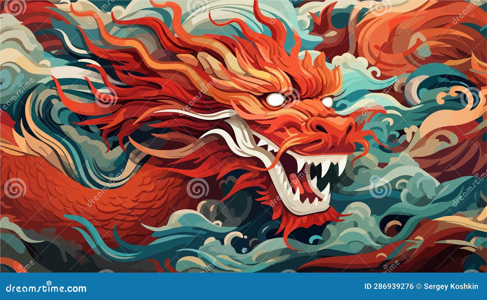 Abstract Beautiful Colored Dragon Vector Patterns. Seamless Dragon ...