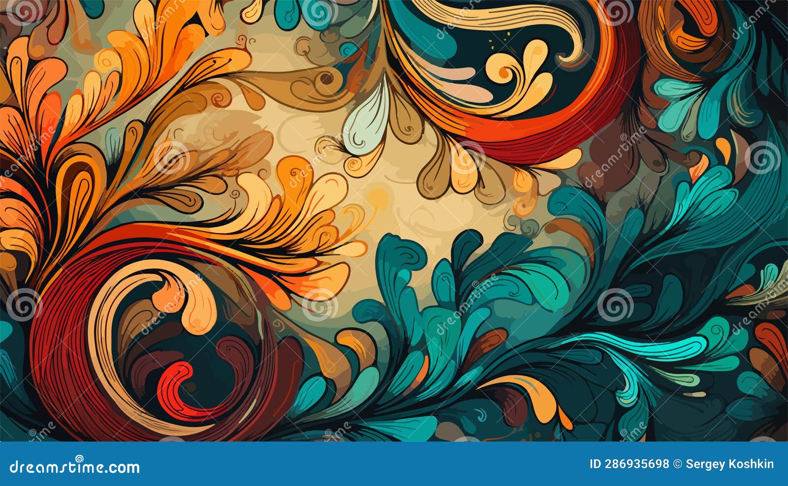 Abstract Beautiful Colored Vector Arabesque Patterns. Seamless ...