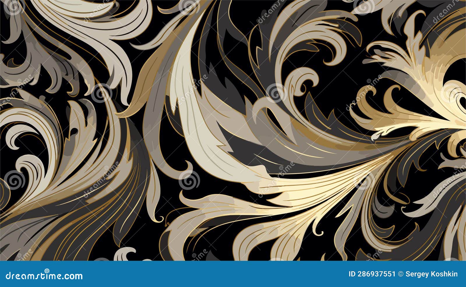 Abstract Beautiful Colored Vector Damask Patterns. Seamless Damask ...