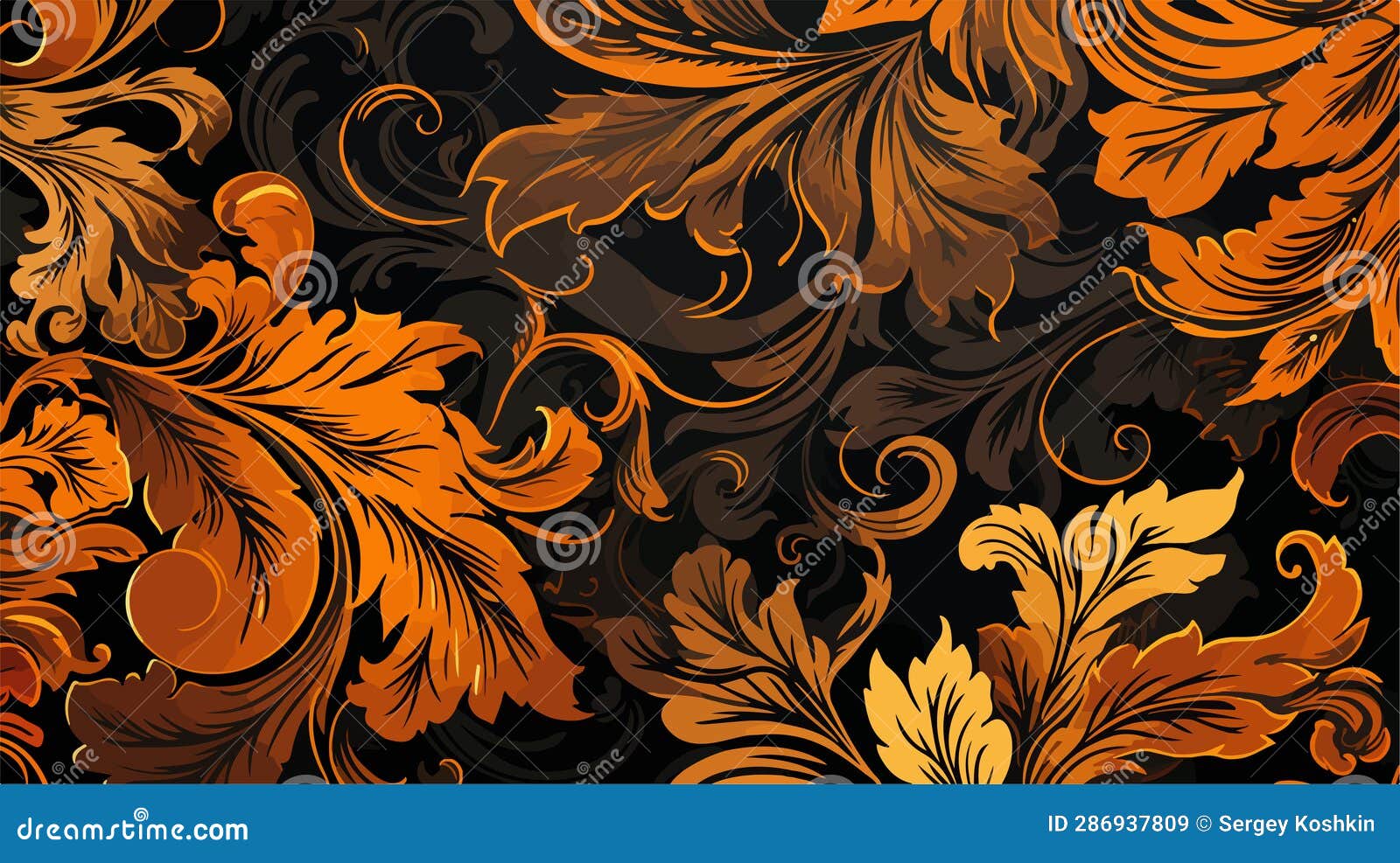 Abstract Beautiful Colored Vector Damask Patterns. Seamless Damask ...